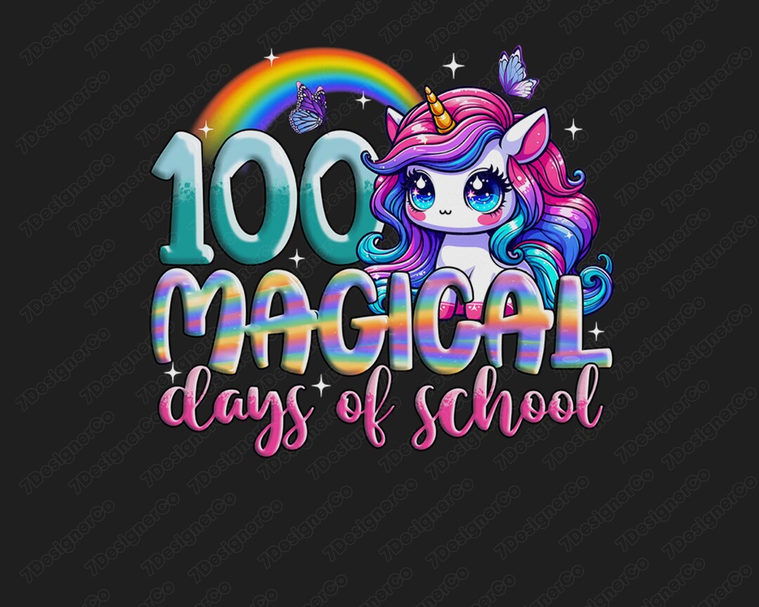 Unicorn Rainbow Teacher Student PNG, 100 Days of School PNG, Back to ...