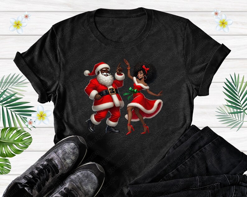 Dancing Black Santa & Mrs. Claus PNG, African American Christmas ...