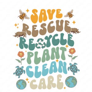 Groovy Save Bees PNG, Earth Day Png, Happy Earth Day Png, Save the ...