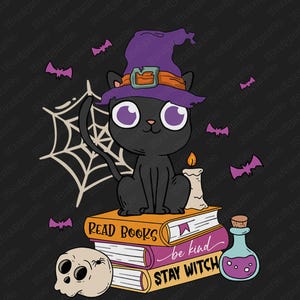 Black Cat Halloween PNG, Halloween PNG, Spooky Season PNG, Halloween ...