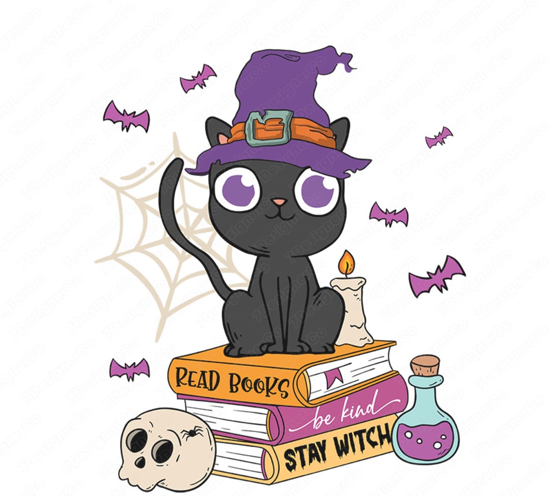 Black Cat Halloween PNG, Halloween PNG, Spooky Season PNG, Halloween ...