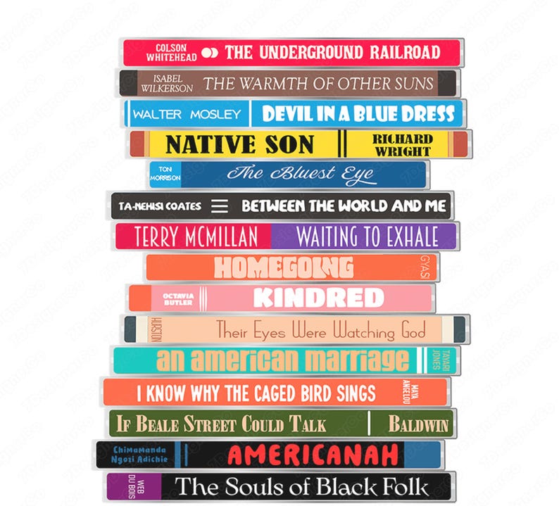Black History Book Stack PNG: African American Authors (digital ...