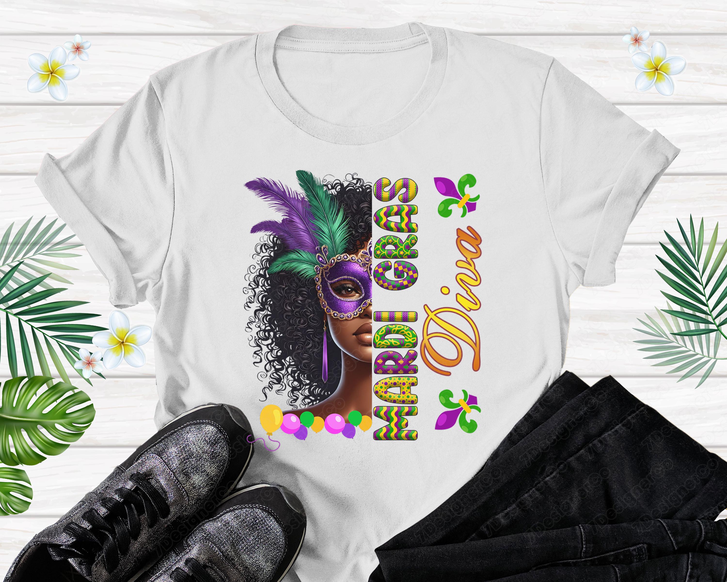 Mardi Gras Diva PNG, Black Woman Mask Carnival Sublimation, Mardi Gras ...