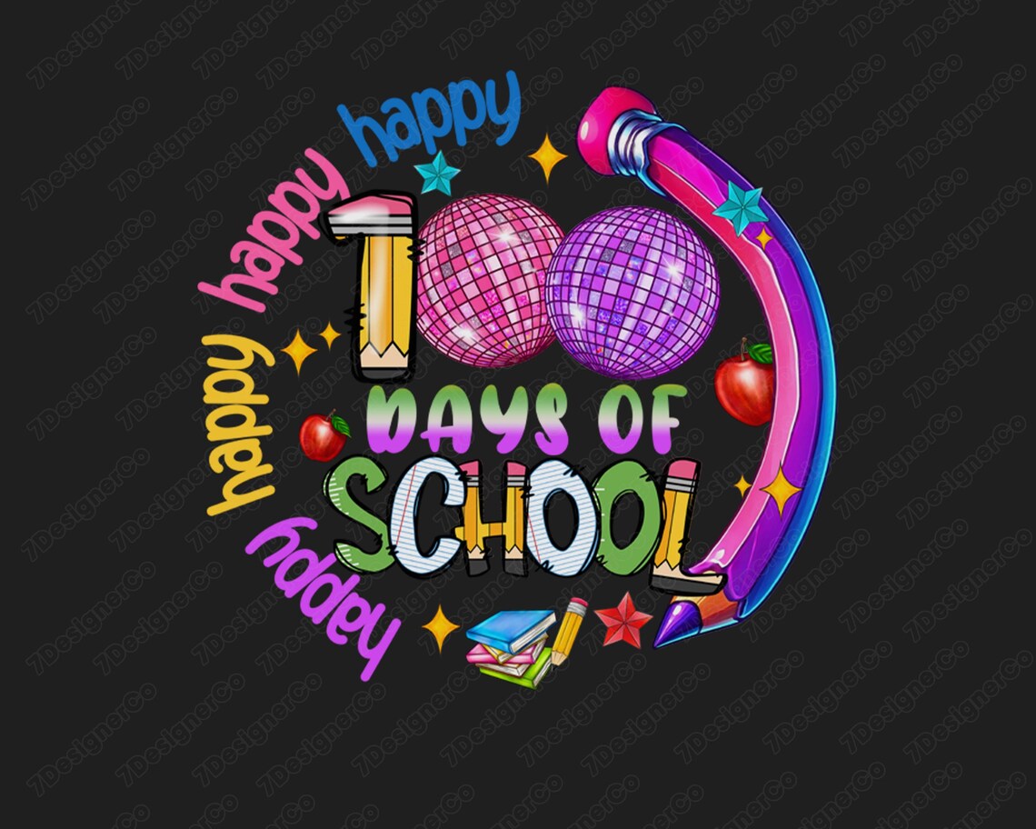 Happy 100 Days of School PNG, 100 Days of School PNG, Back to School ...