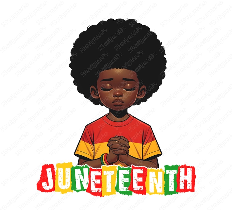 Kids Juneteenth Prince Praying PNG: Black Freedom 1865 (digital ...