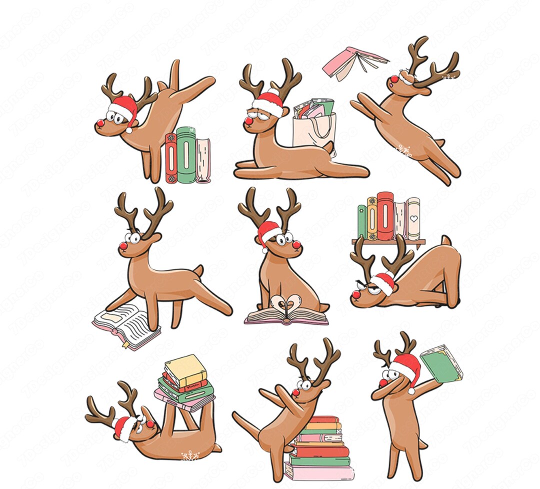 Reindeer Book Png, Merry Christmas Png, Christmas Family Png, Christmas ...