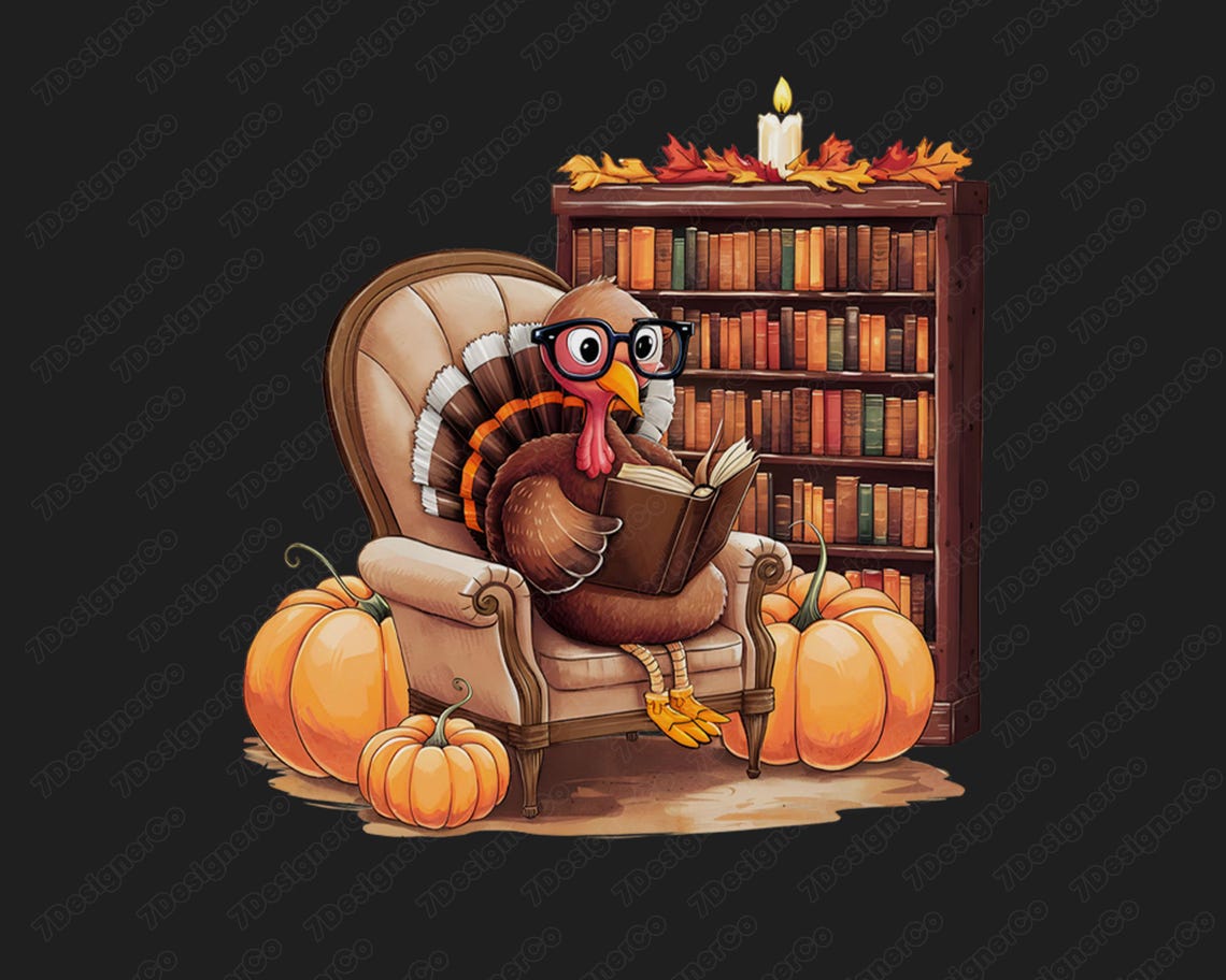 Thanksgiving Turkey Reading Book PNG, Fall Vibes (digital Download) - Etsy