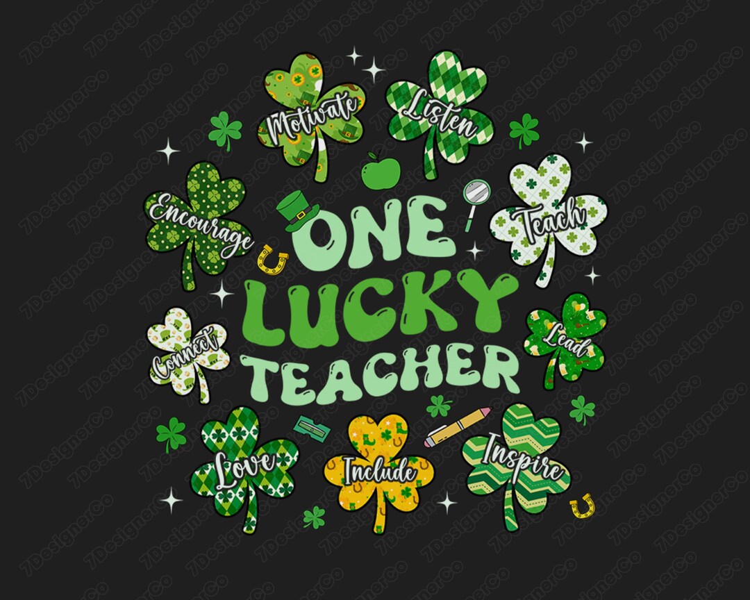 One Lucky Teacher Png, Patricks Day Png, Irish Day PNG, Shamrock Png ...