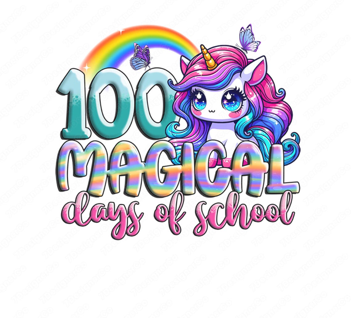 Unicorn Rainbow Teacher Student PNG, 100 Days of School PNG, Back to ...