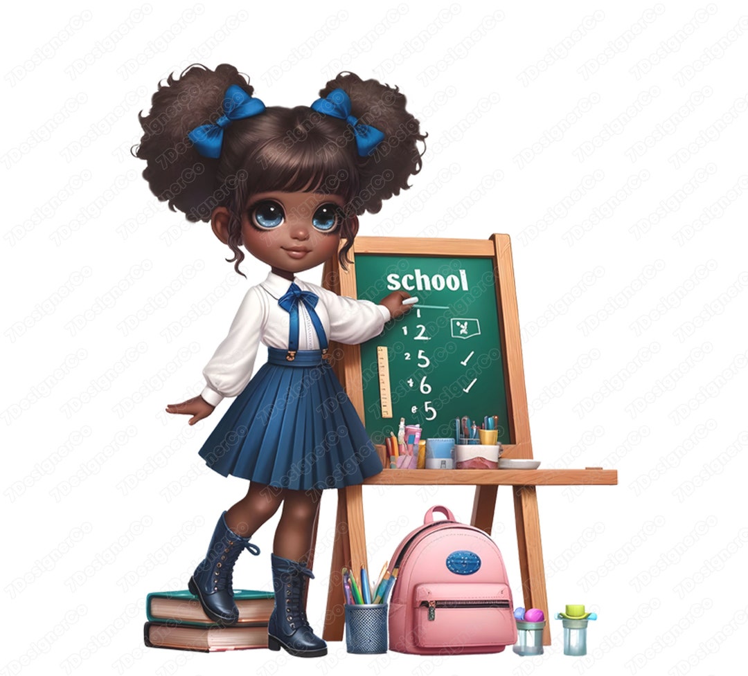 Chibi Melanin Student PNG, Back to School PNG, School PNG, First Day of ...