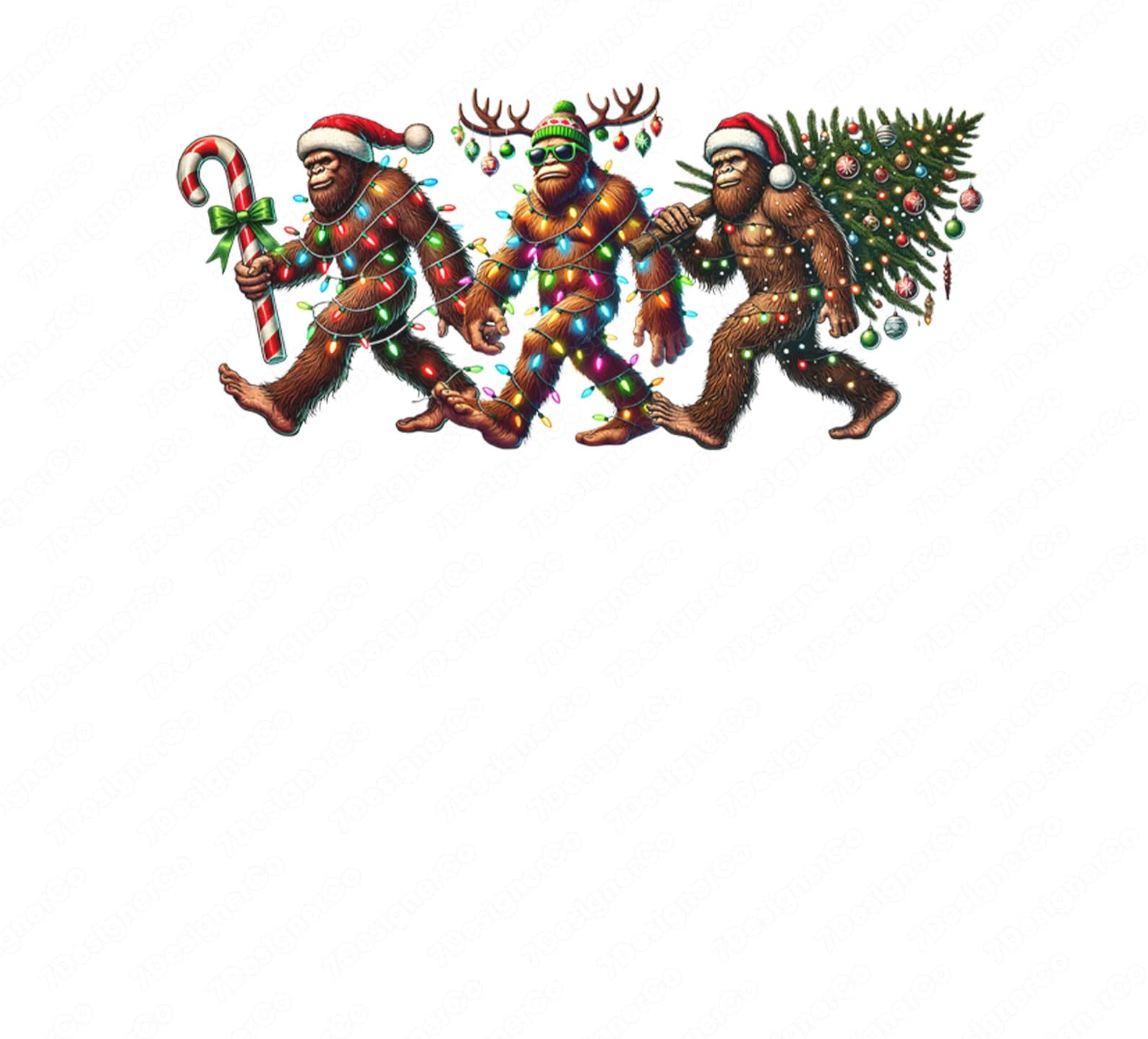 Bigfoot Santa Christmas PNG, Sasquatch Holiday Lights (digital Download ...