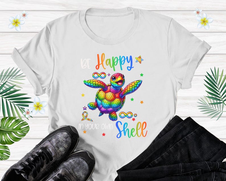 Autism Awareness Rainbow Turtle PNG: Be Happy Design (digital Download ...
