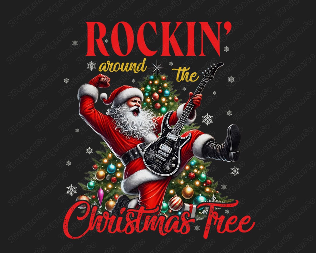 Santa Rock and Roll Guitar Png, Merry Christmas Png, Christmas Family ...