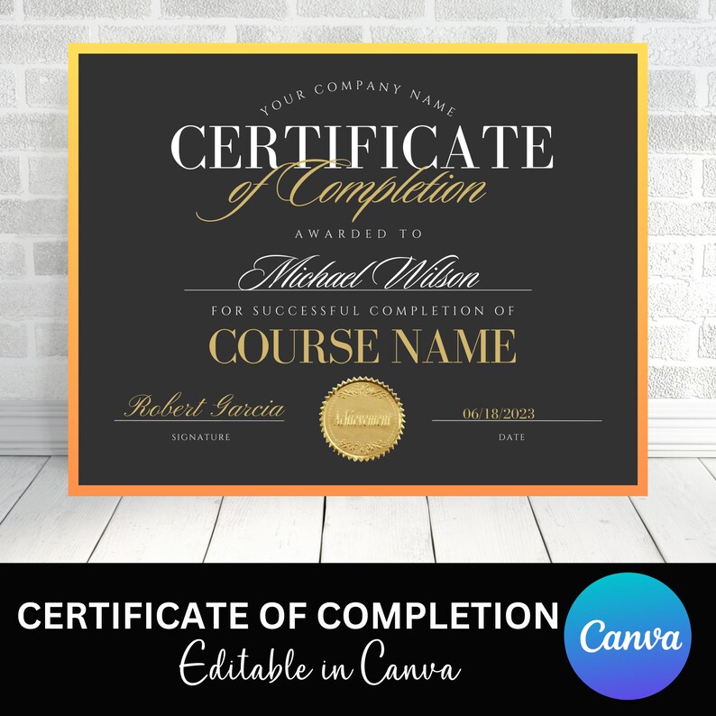 Certificate of Completion Template, 10 Printable Certificates Bundle ...