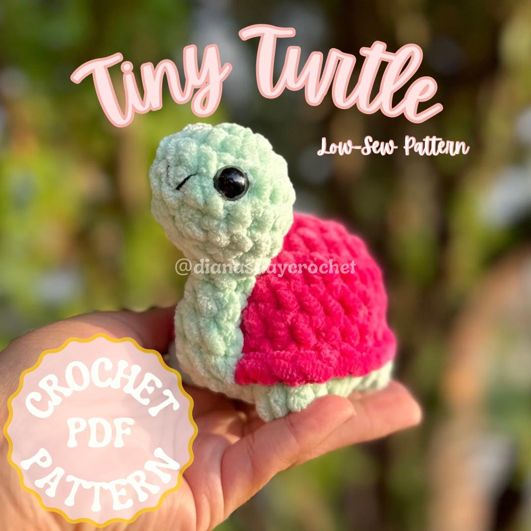 Tiny Turtle Crochet Pattern, Low-sew Beginner Crochet Pattern - Etsy