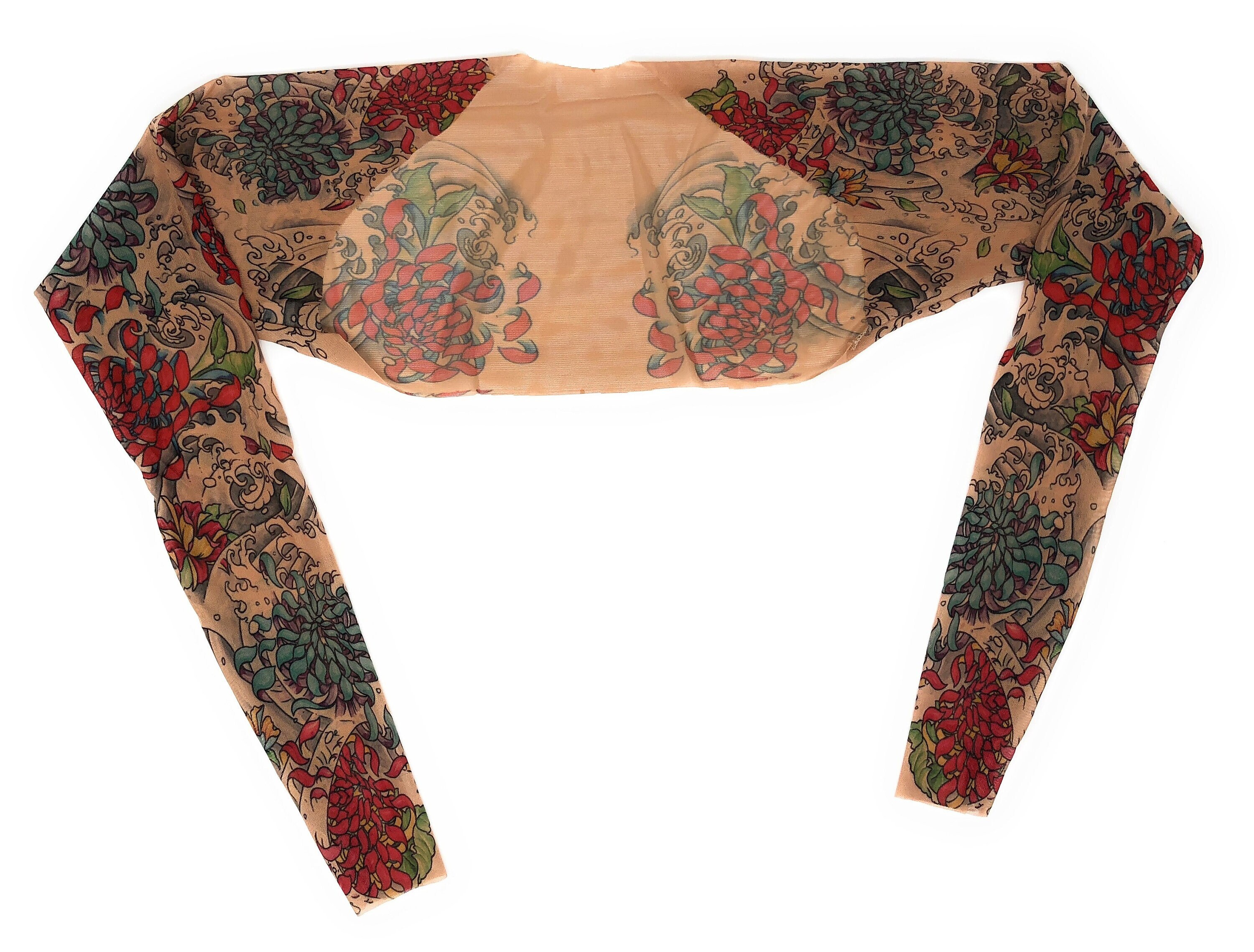Wild Rose Mums Flower Tattoo Shrug - Connected Tattoo Sleeves and Back ...