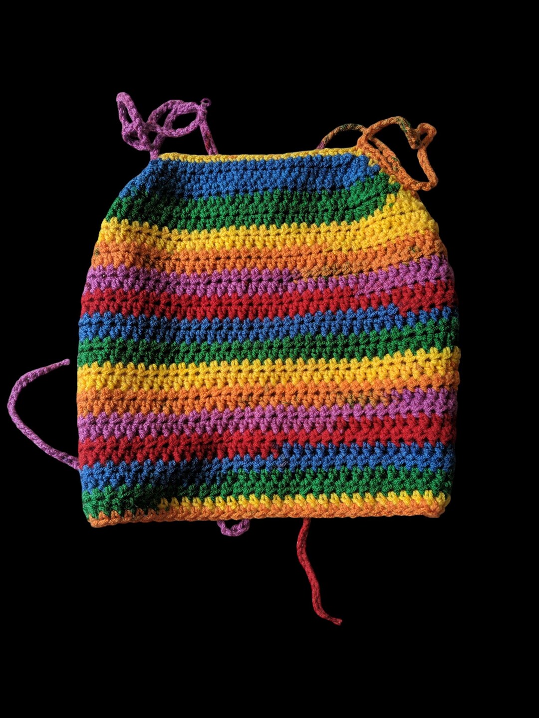 Crochet Halter Top With Lace-up Back, Fun Pride Color Theme - Etsy