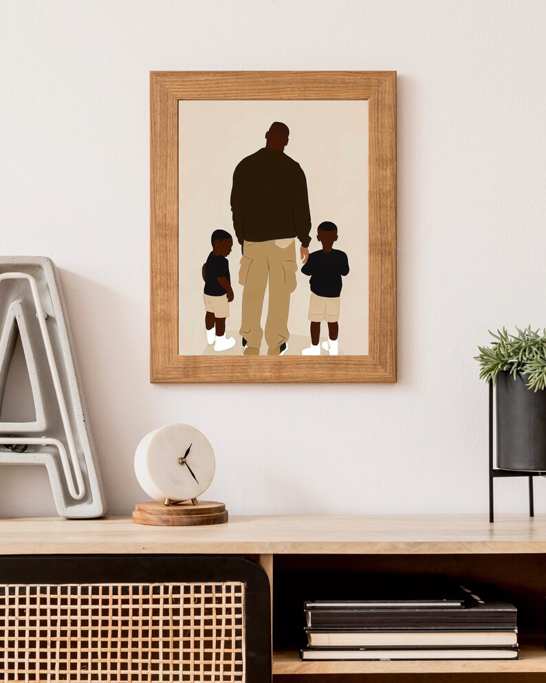 Minimalist Father's Day Wall Art Digital Download, Black Dads, Black ...