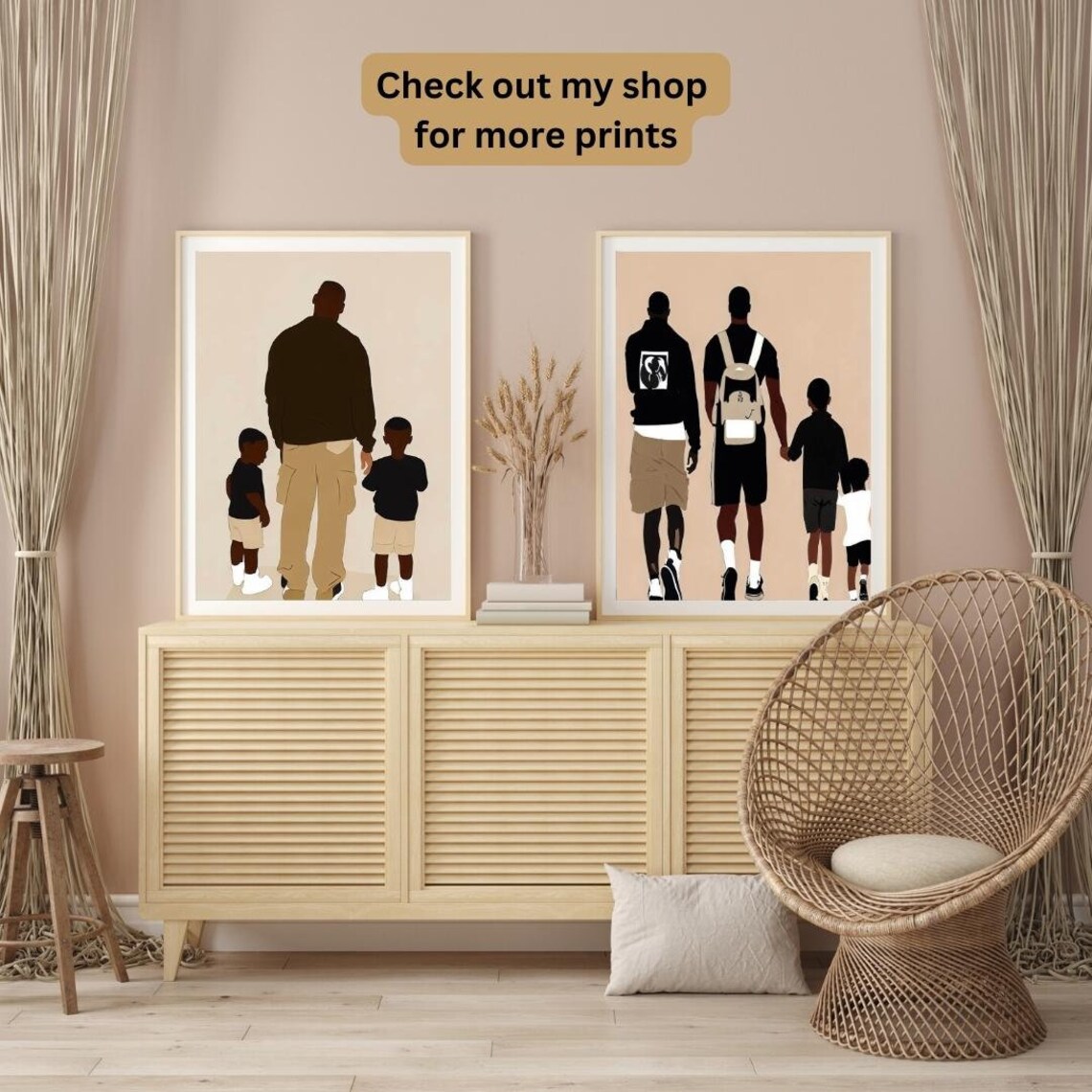 Minimalist Father's Day Wall Art Digital Download, Black Dads, Black ...