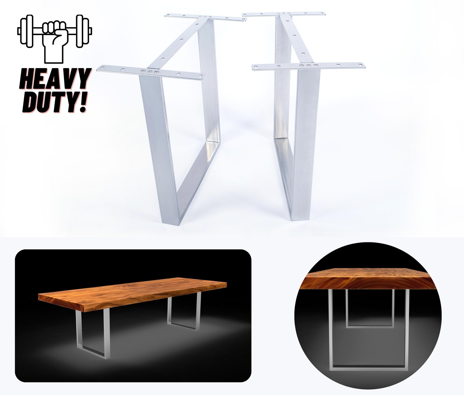 Rustic/ Artisinal "u" Table Legs(2pc),heavy-duty Table Legs, U-shaped ...