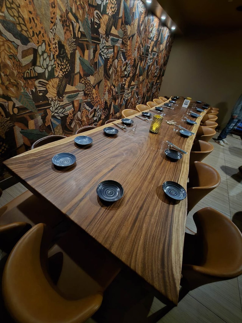 One of A Kind Wood Dining Table, Natural Finish Acacia Wood Dining ...
