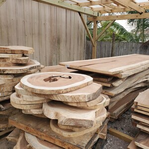 One of A Kind Wood Dining Table, Natural Finish Acacia Wood Dining ...