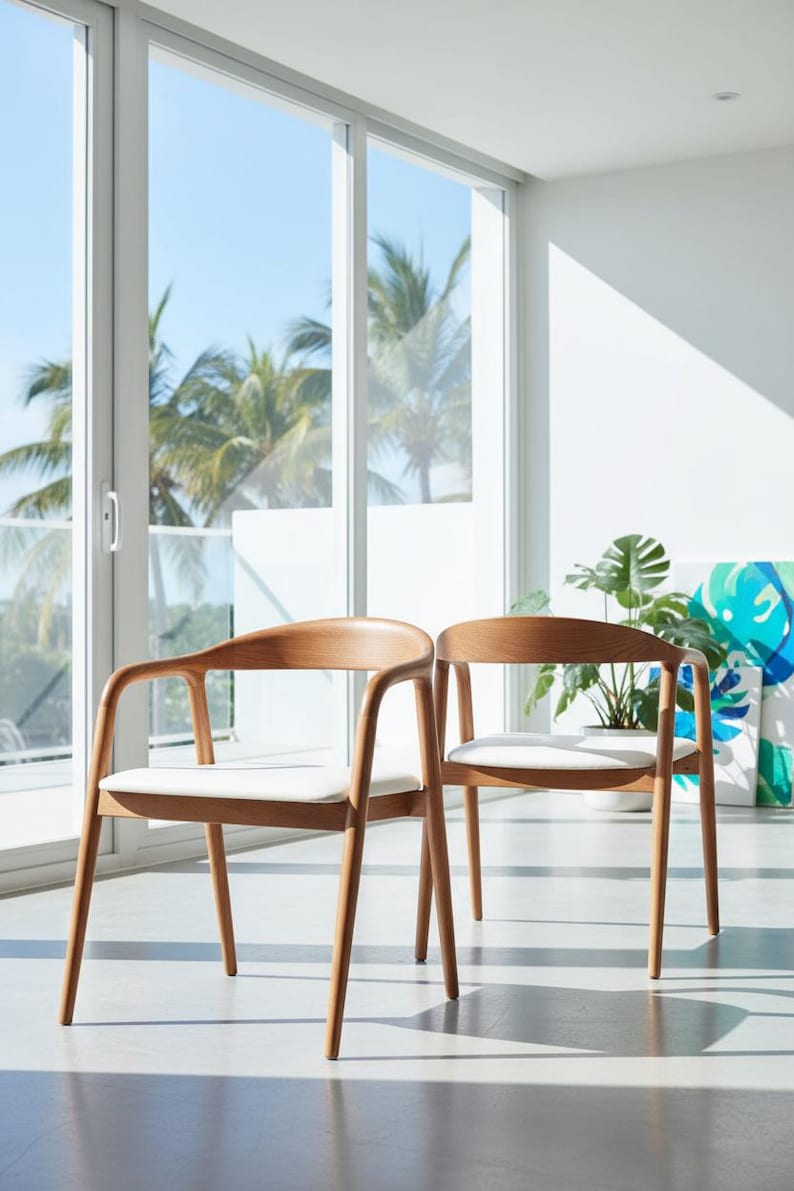 2pcs FSC- Ash Wood Handmade Designer Hans Chair, Ready to Ship, Mid ...