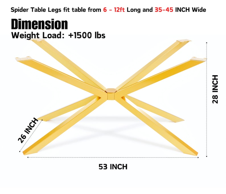 Gloss Gold Brush Table Legs Spider Shaped, Heavy Duty Cross Table Base ...