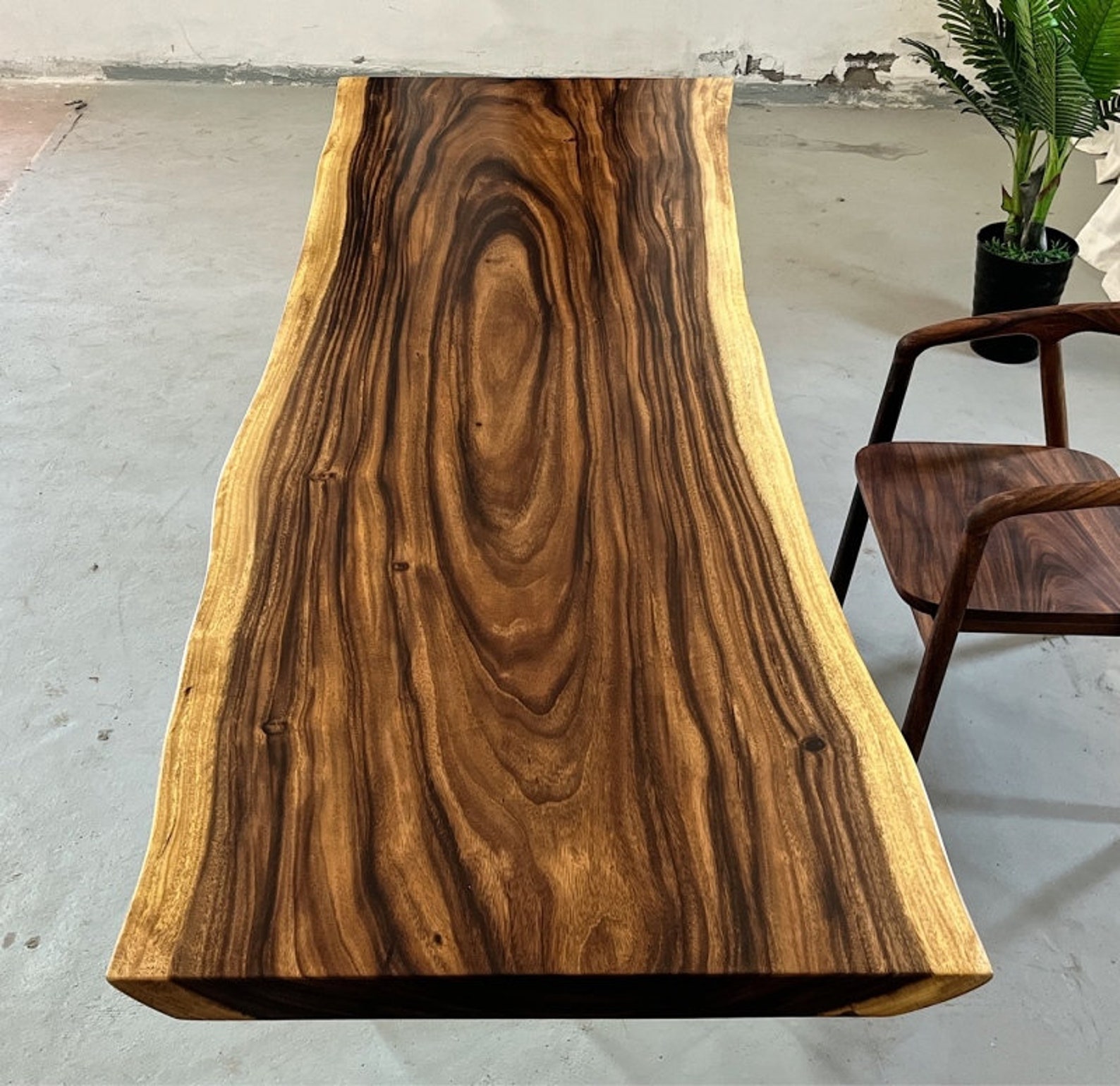 One of A Kind Wood Dining Table, Natural Finish Acacia Wood Dining ...