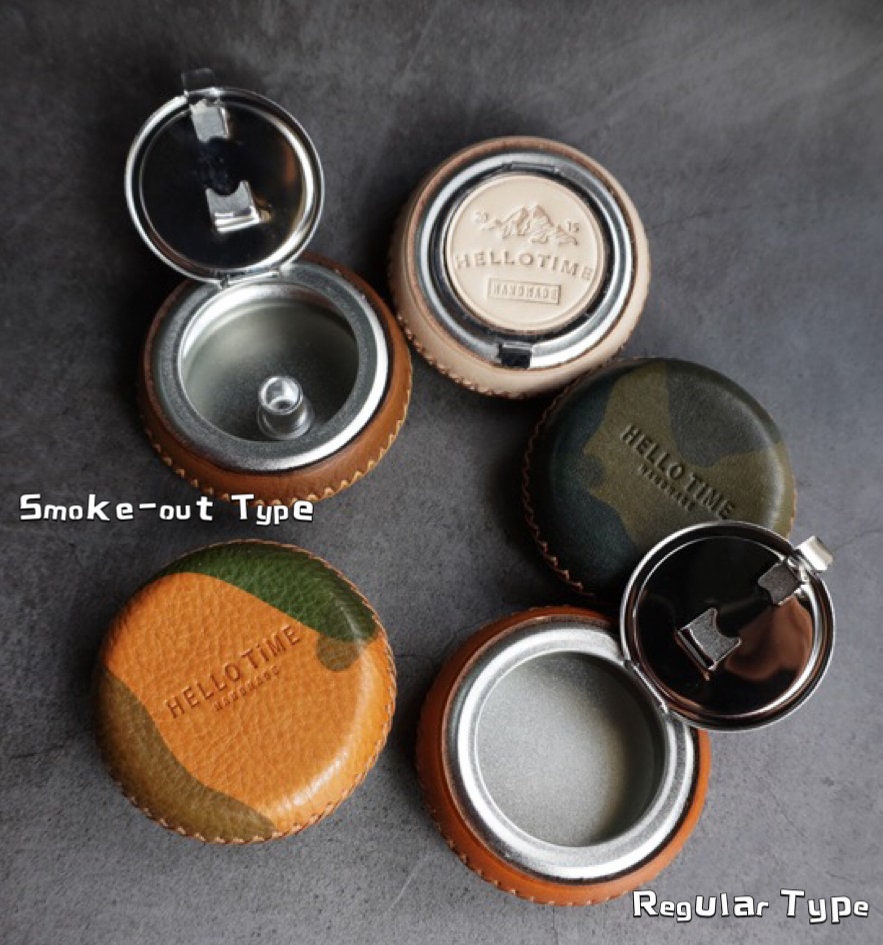 Personalized Leather Outdoor Ashtray, Portable Travel Ashtray, Gift Box ...