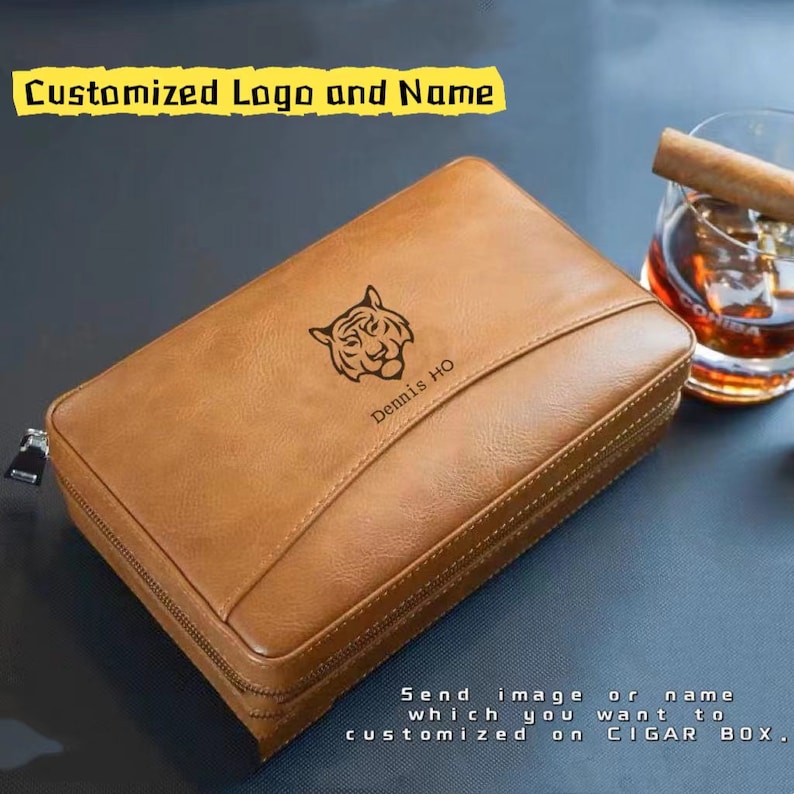 Personalized Luxury Leather Cigar Case Gift Set Portable - Etsy