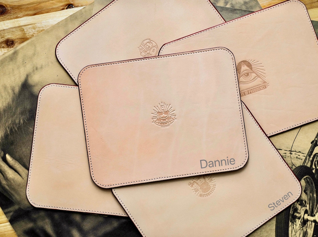Personalized Leather Mouse Pad, Monogrammed Mouse Pad, Handmade Mouse ...