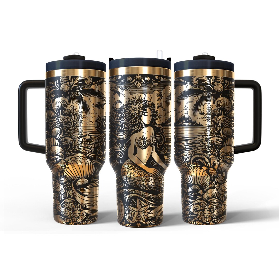 Mermaid Tail Fantasy Cup | Laser-engraved 40 Oz Stainless Steel H2O ...