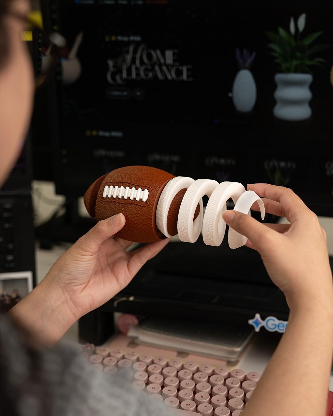 Large 3D Printed Football Fidget Spinner Sensory Toy - Stress Relieving ...