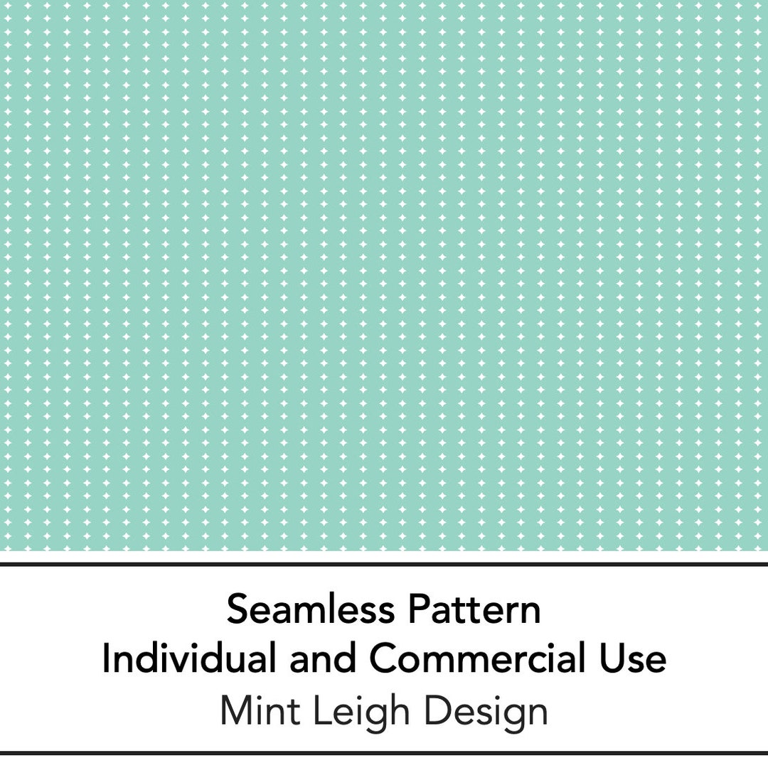 White Star Diamond, Mint Green Seamless Pattern for Fabric, Digital ...