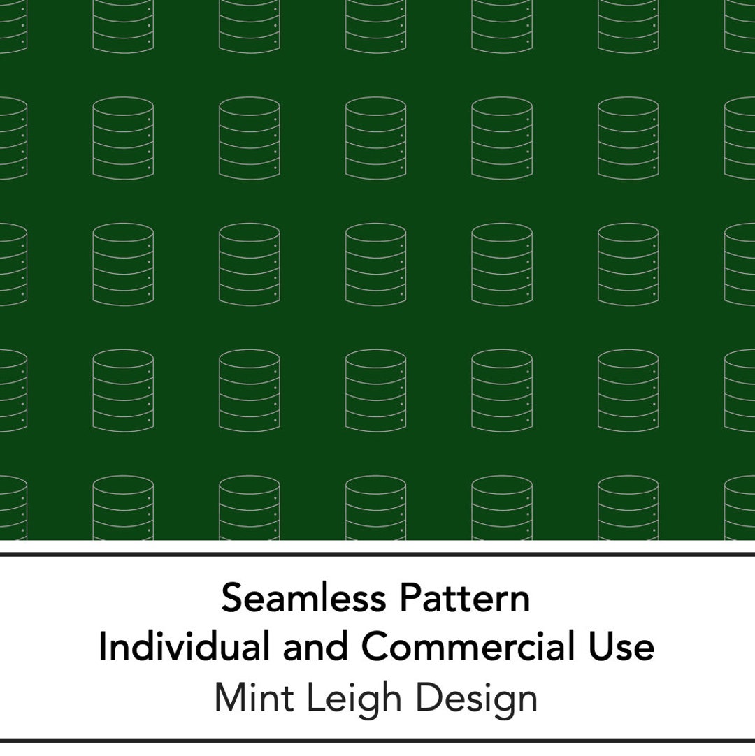 Databases on Green Background, Seamless Pattern for Fabric, Digital ...