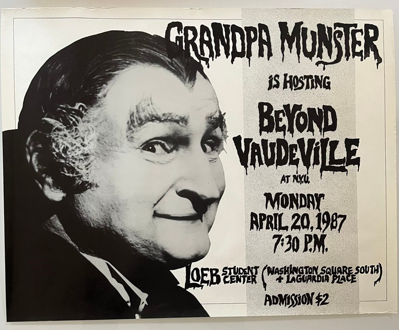 VERY RARE Large Vintage Beyond Vaudeville Large Poster Al Lewis Grampa ...