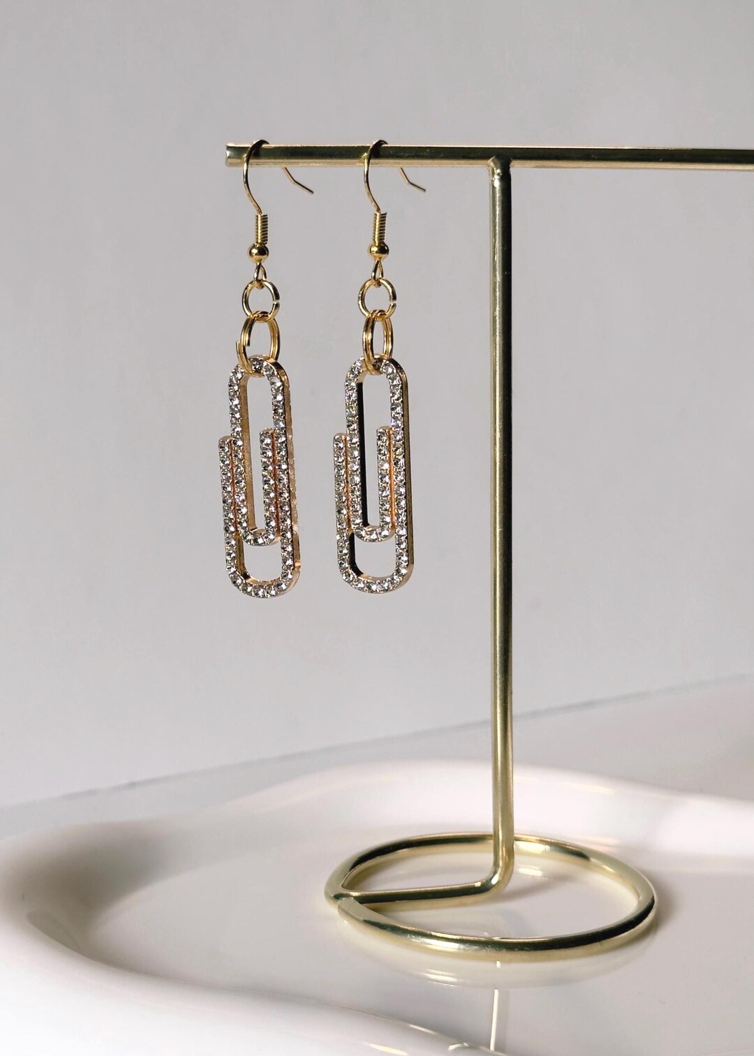 Sparkling Paperclip | Gold Hook | Unique Earrings | Punk Style ...