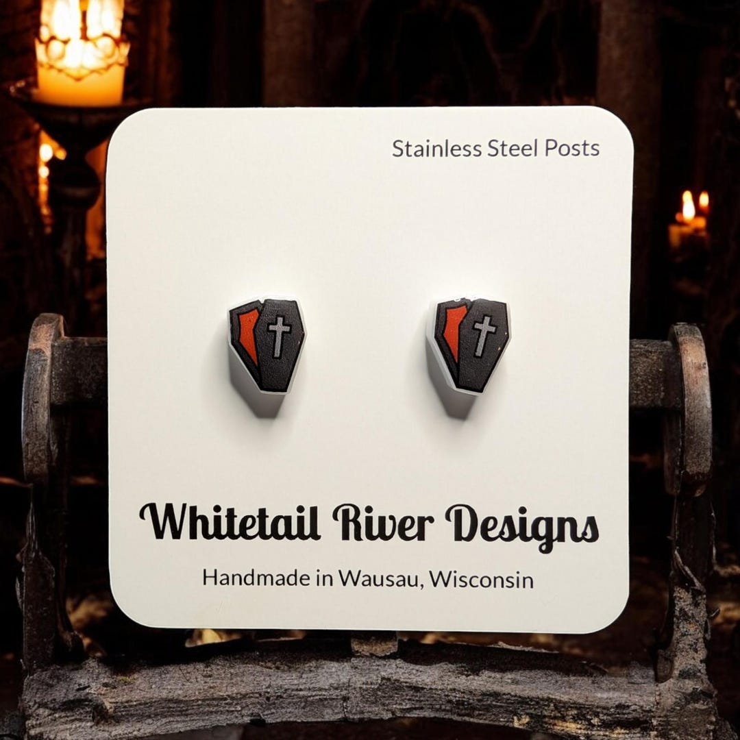 Vampire Coffin With Red Lining Acrylic Stud Earrings - Etsy