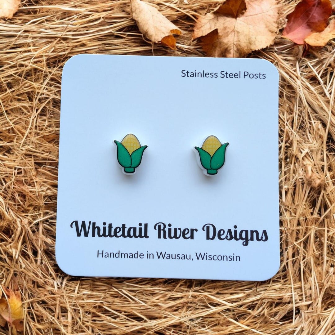 Chunky Corn Stud Earrings With Stainless Steel Posts - Etsy