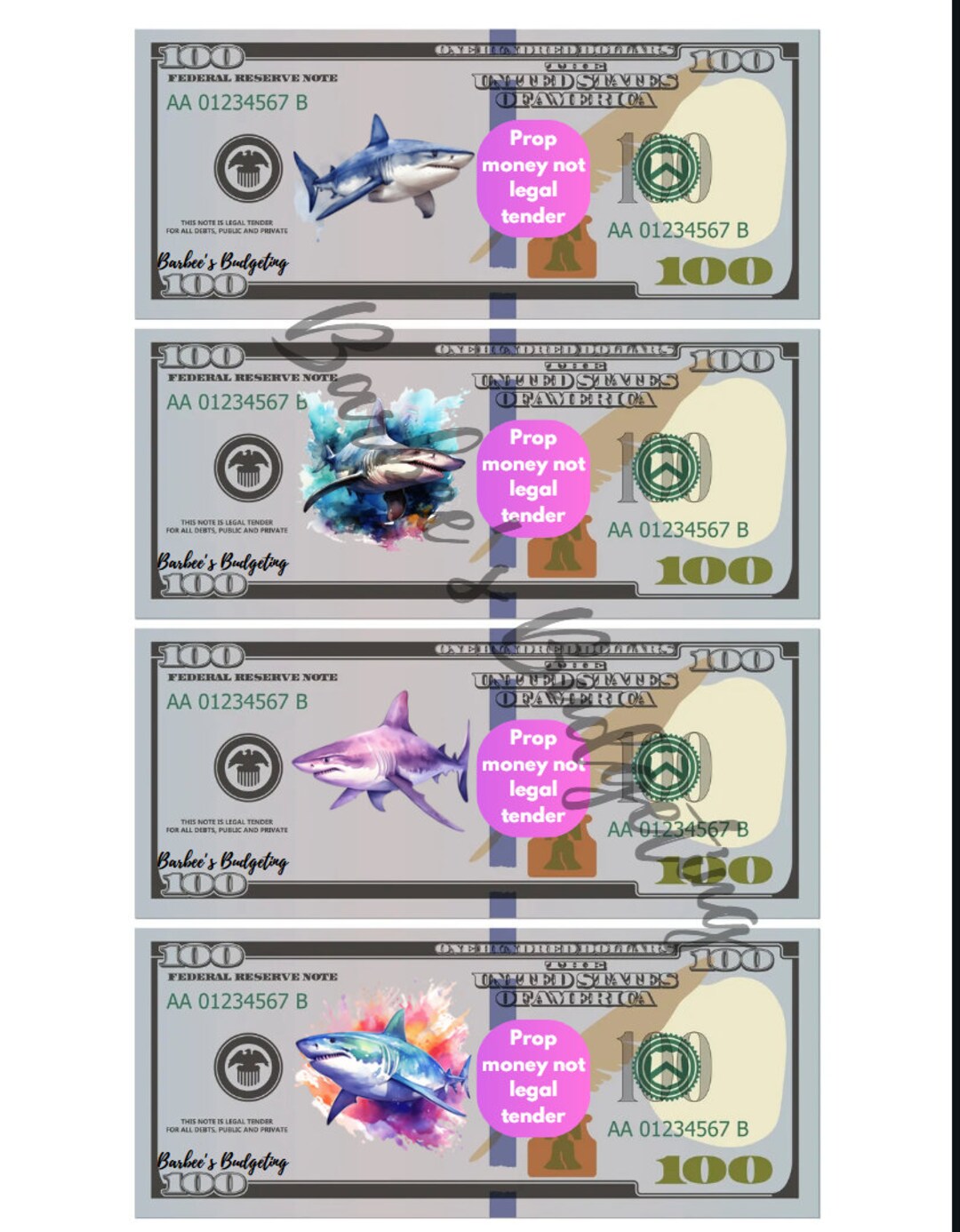 Shark Prop Money Placeholders (digital) - Etsy