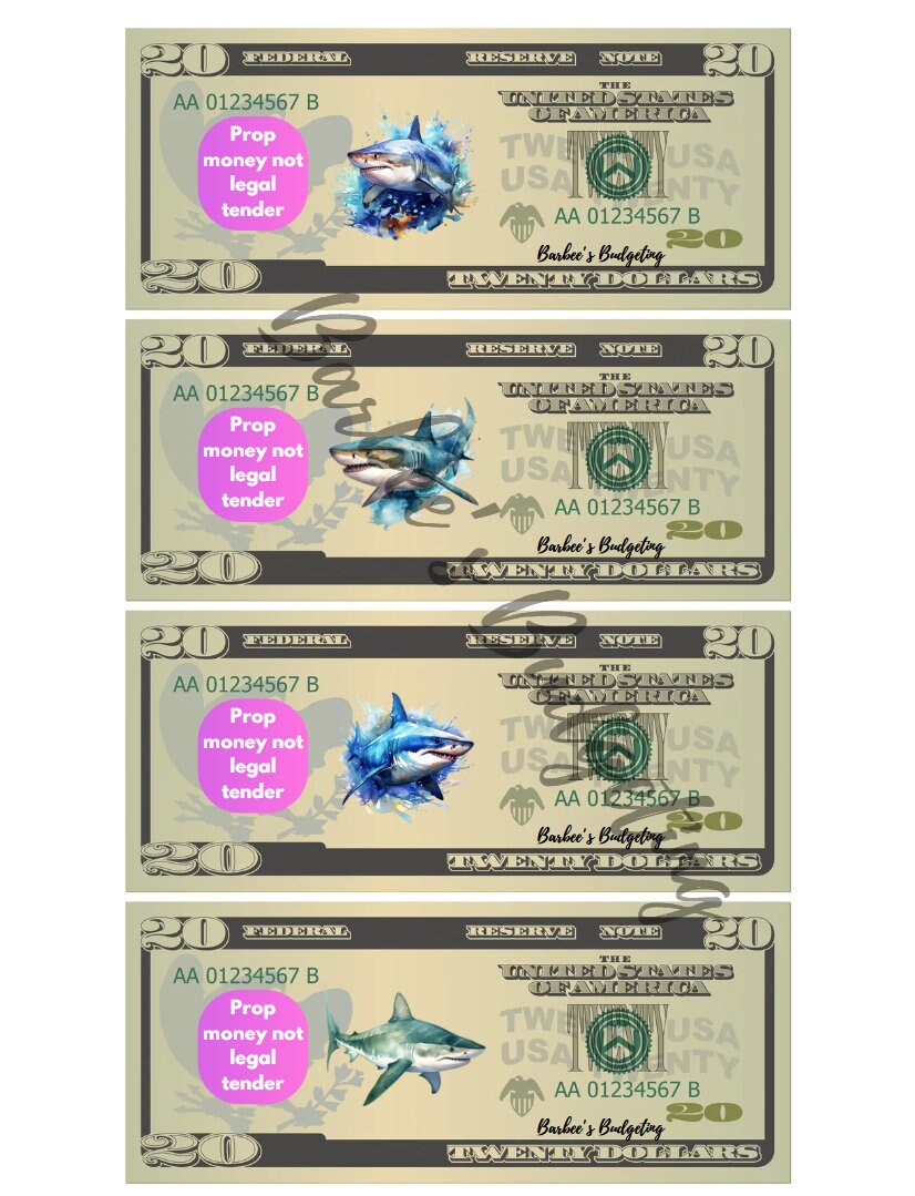 Shark Prop Money Placeholders (digital) - Etsy