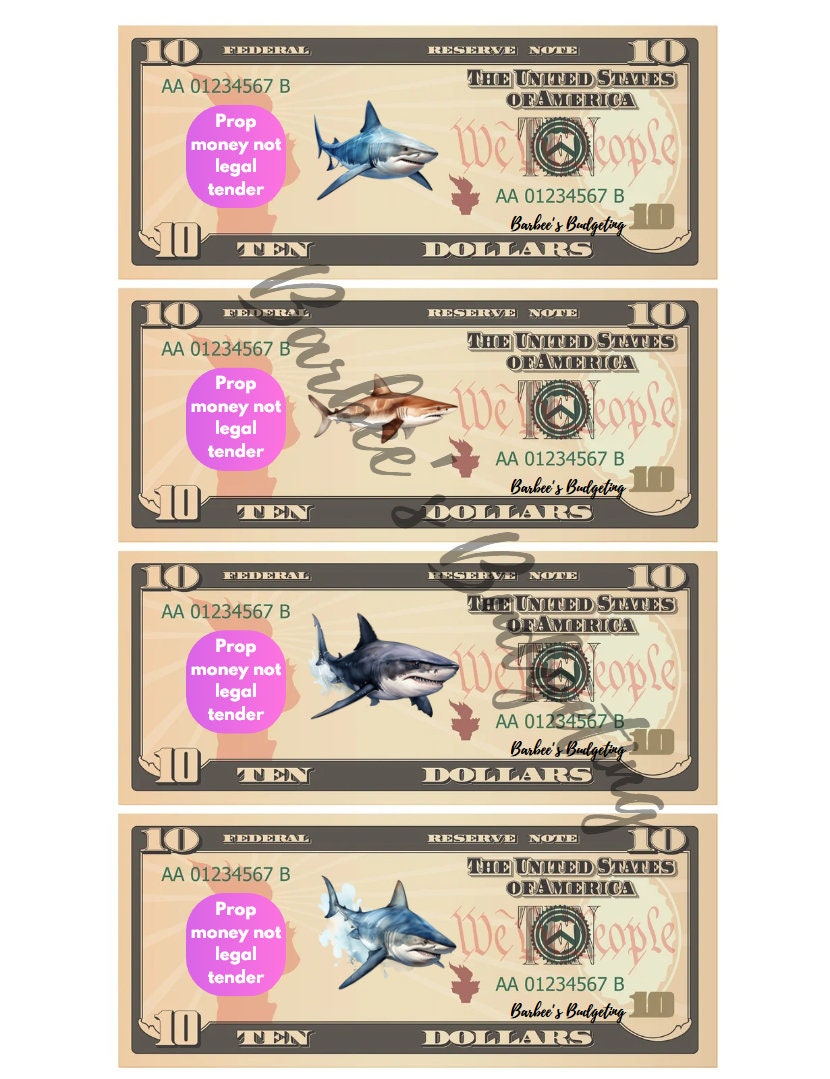 Shark Prop Money Placeholders (digital) - Etsy