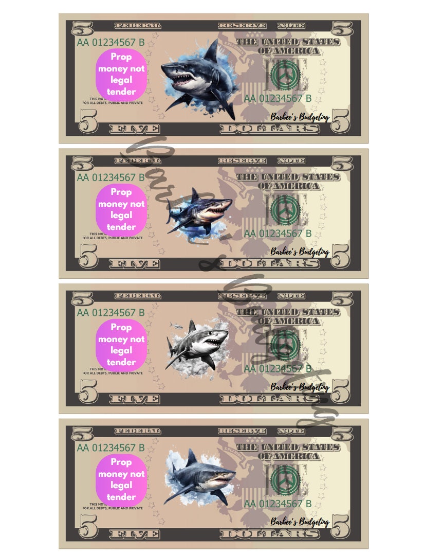 Shark Prop Money Placeholders (digital) - Etsy