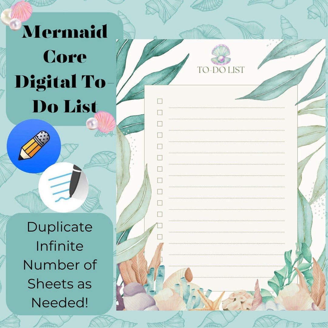Mermaid Core Aesthetic to Do List, PDF Download for Goodnotes and ...