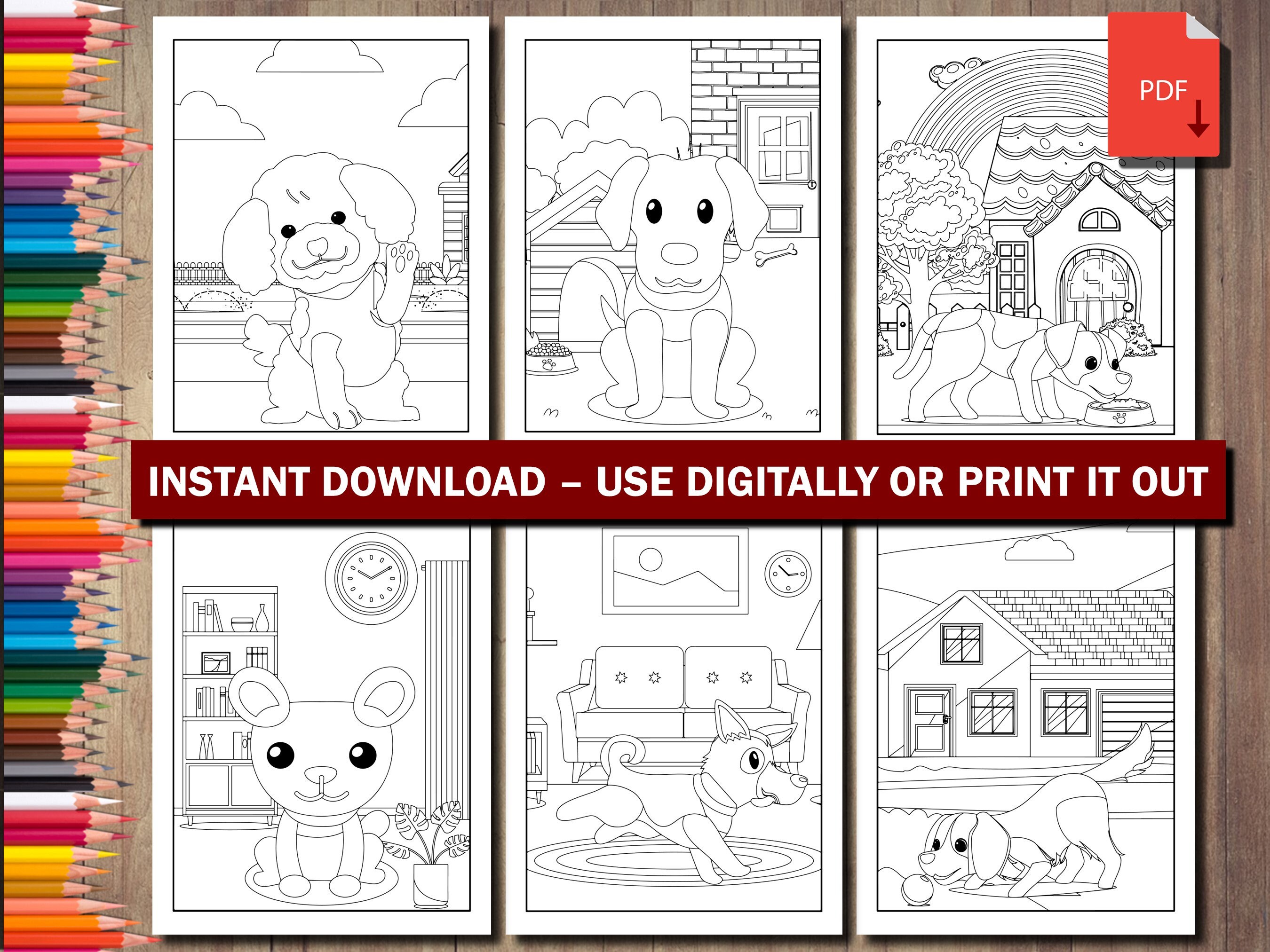 Delightful Dog Coloring Pages Printable Art for Kids and - Etsy