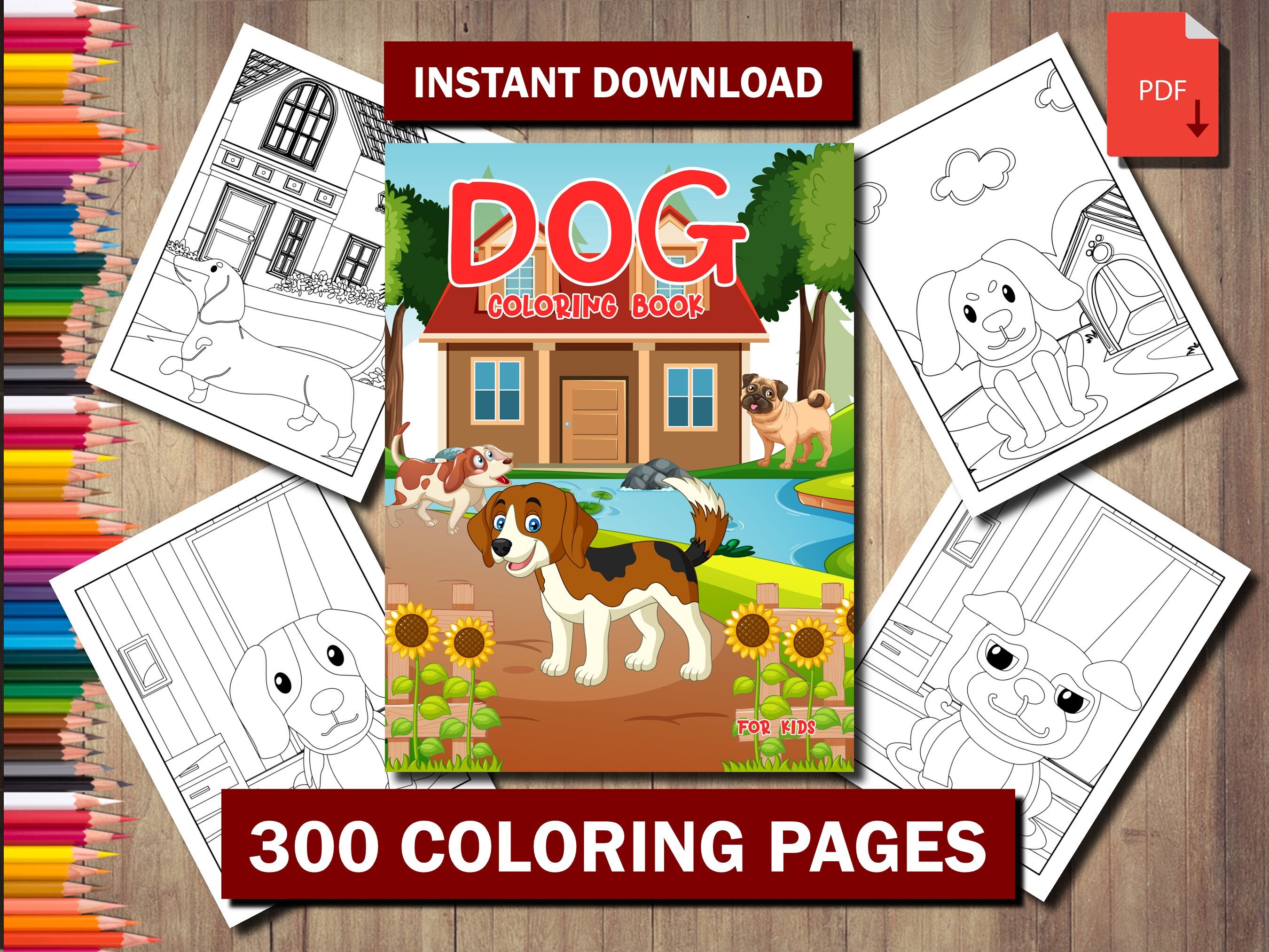 Delightful Dog Coloring Pages Printable Art for Kids and - Etsy