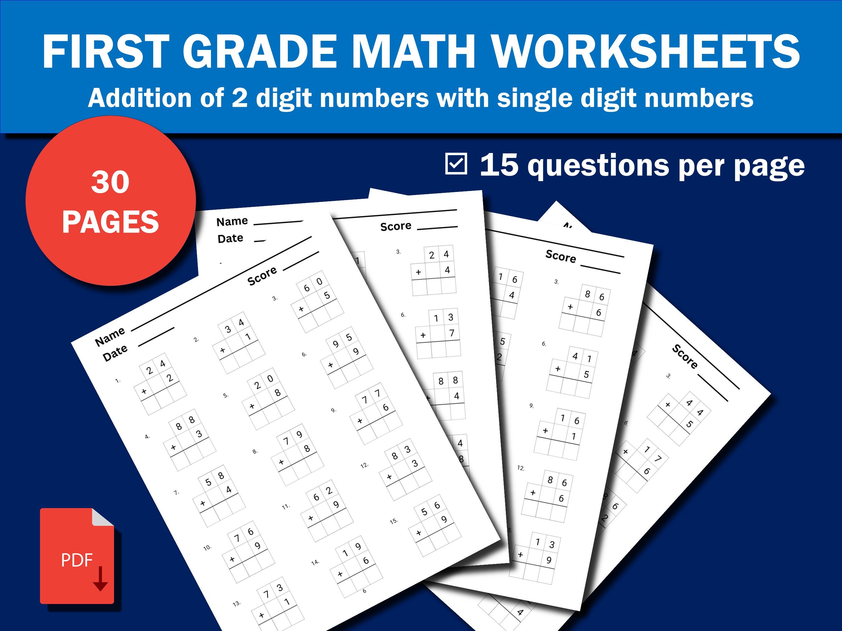 30 Printables First Grade Math Worksheet With Addition of 2 Digit ...