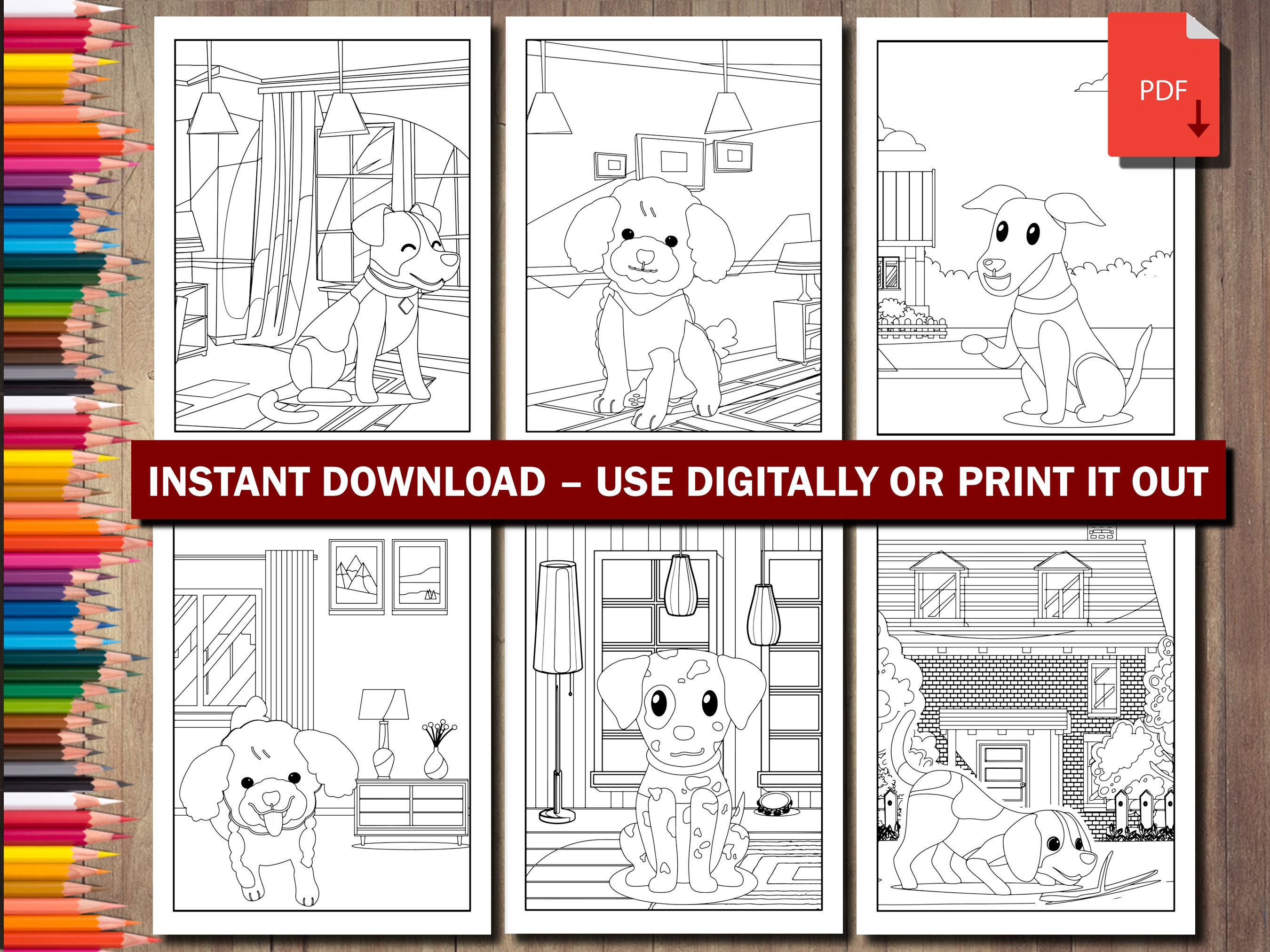 Delightful Dog Coloring Pages Printable Art for Kids and - Etsy