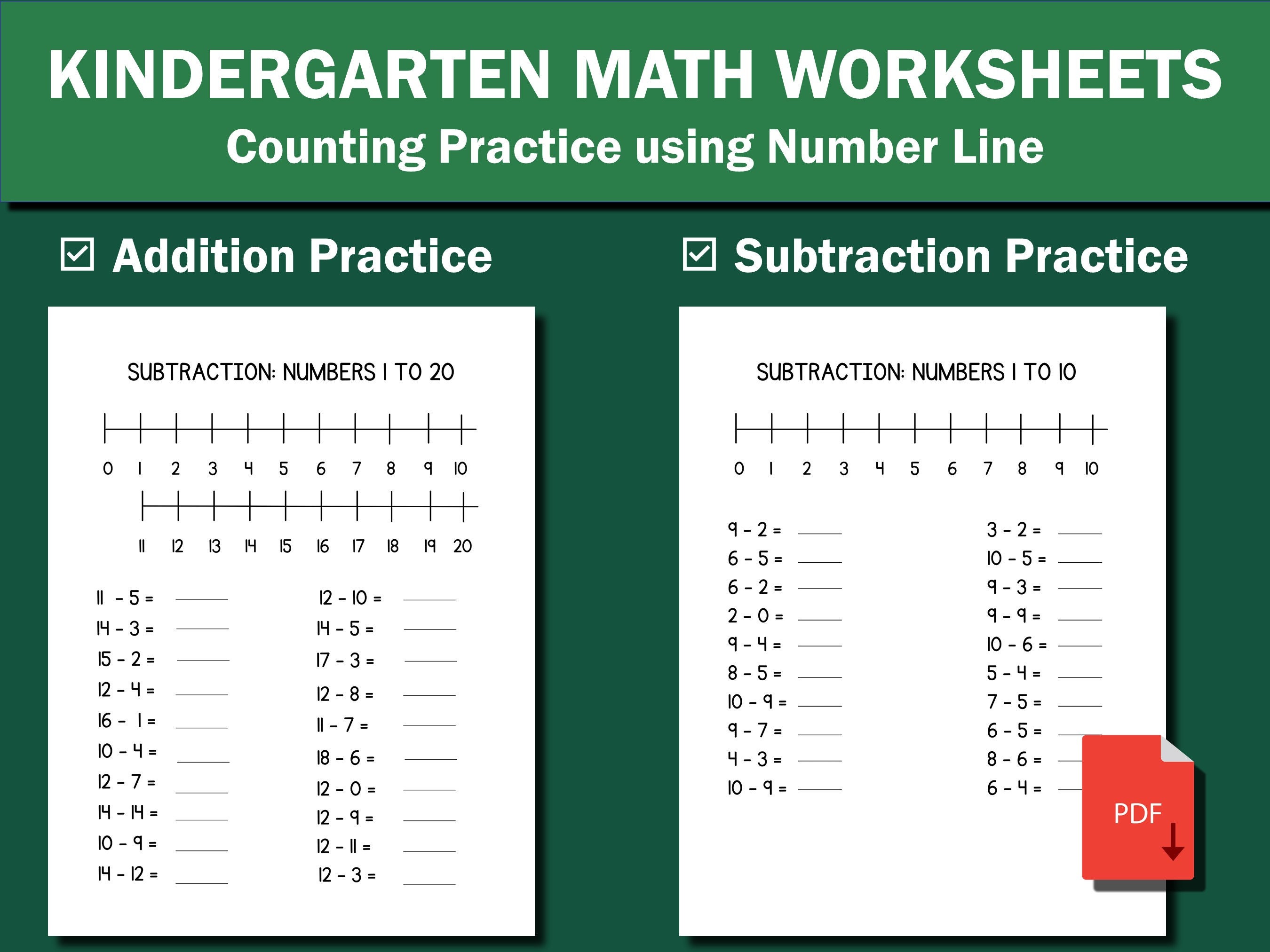 30 Printable Kindergarten Math Practice Counting - Etsy